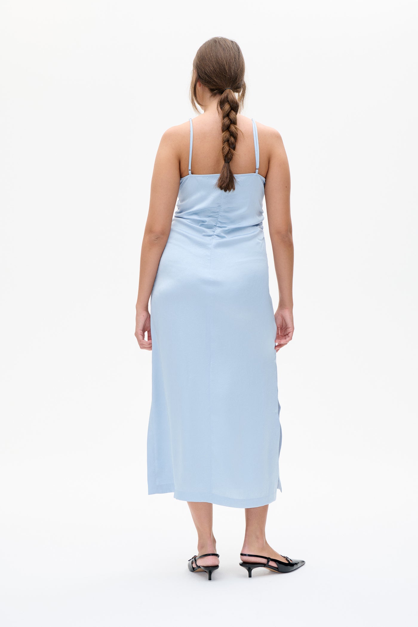 Shop Atalia Dress in Subdued Blue | Worldwide Shipping