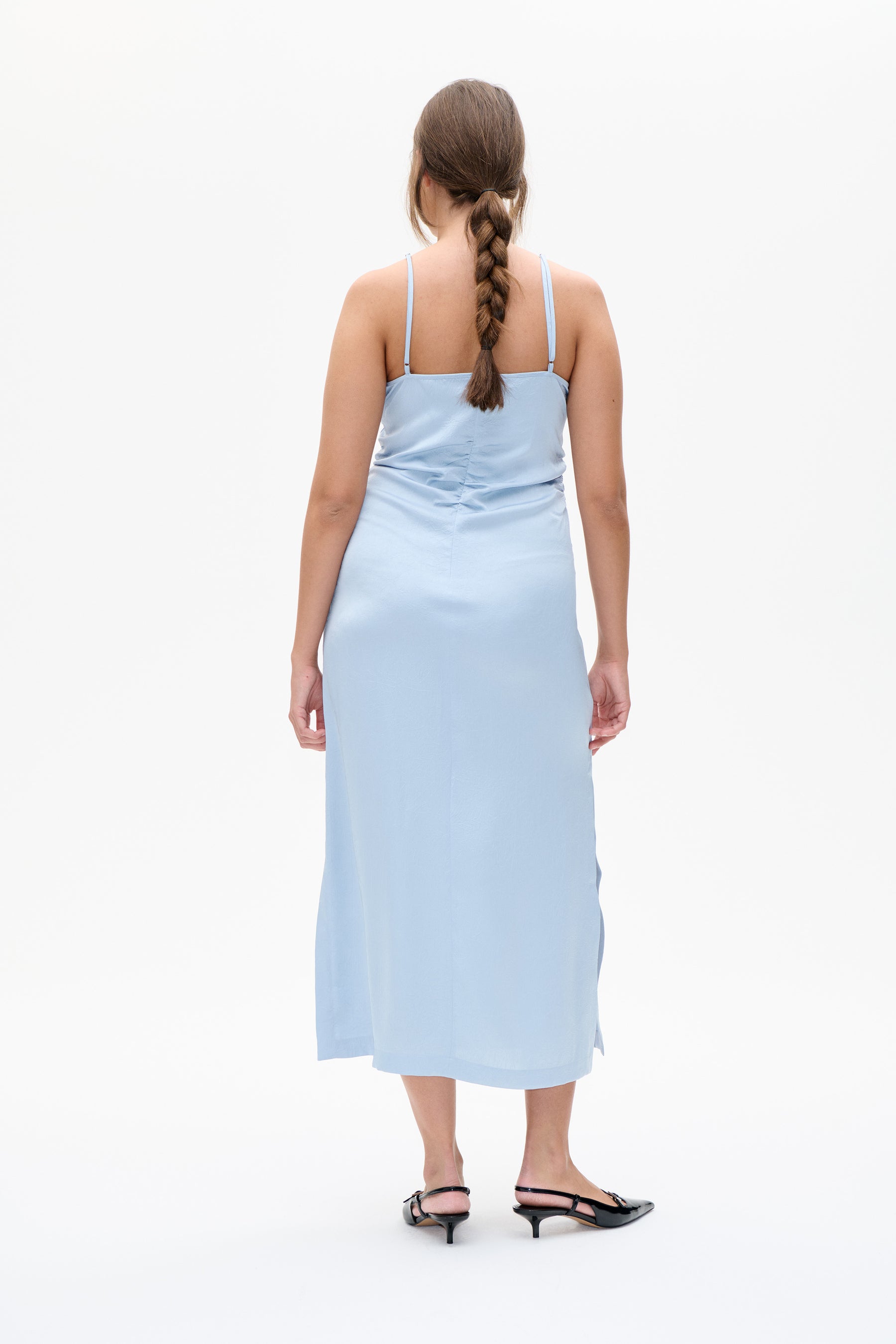 Shop Atalia Dress in Subdued Blue | Worldwide Shipping